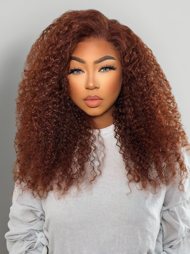 Nadula Pre everything Wig 2.0™| 13x4 Transparent Lace #30 Ginger Color Jerry Curly Put on and Go ...