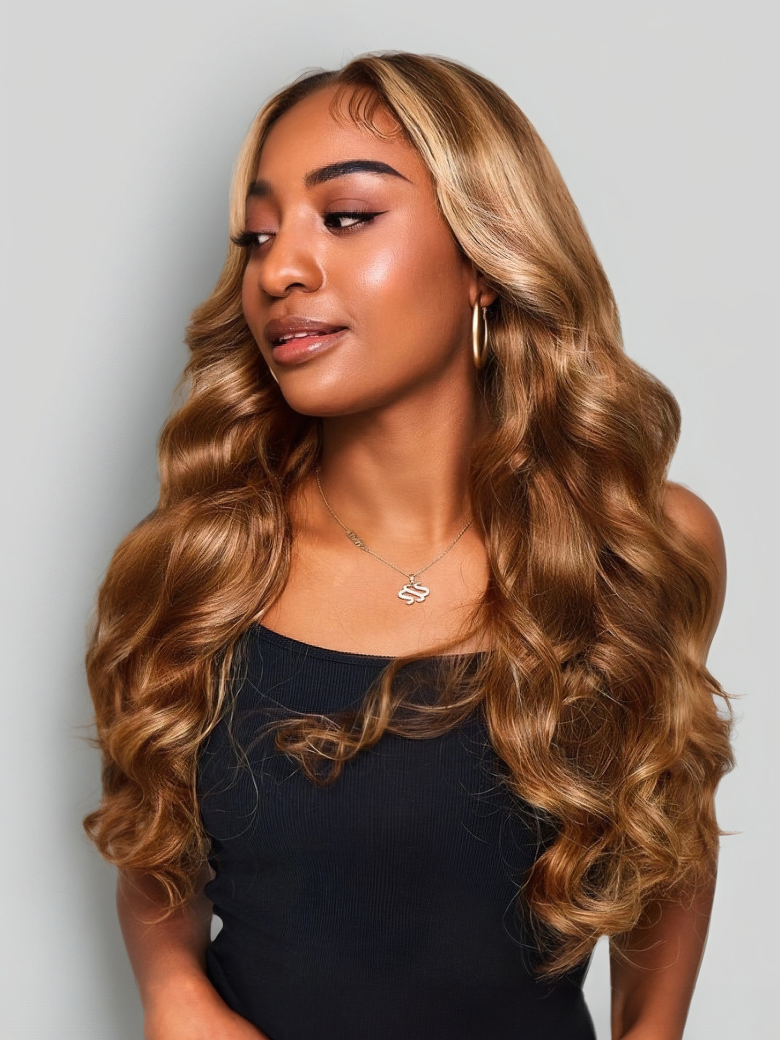 Nadula Body Wave 3 Bundles With 4*4 Inch Lace Closure Piano Honey Blond ...