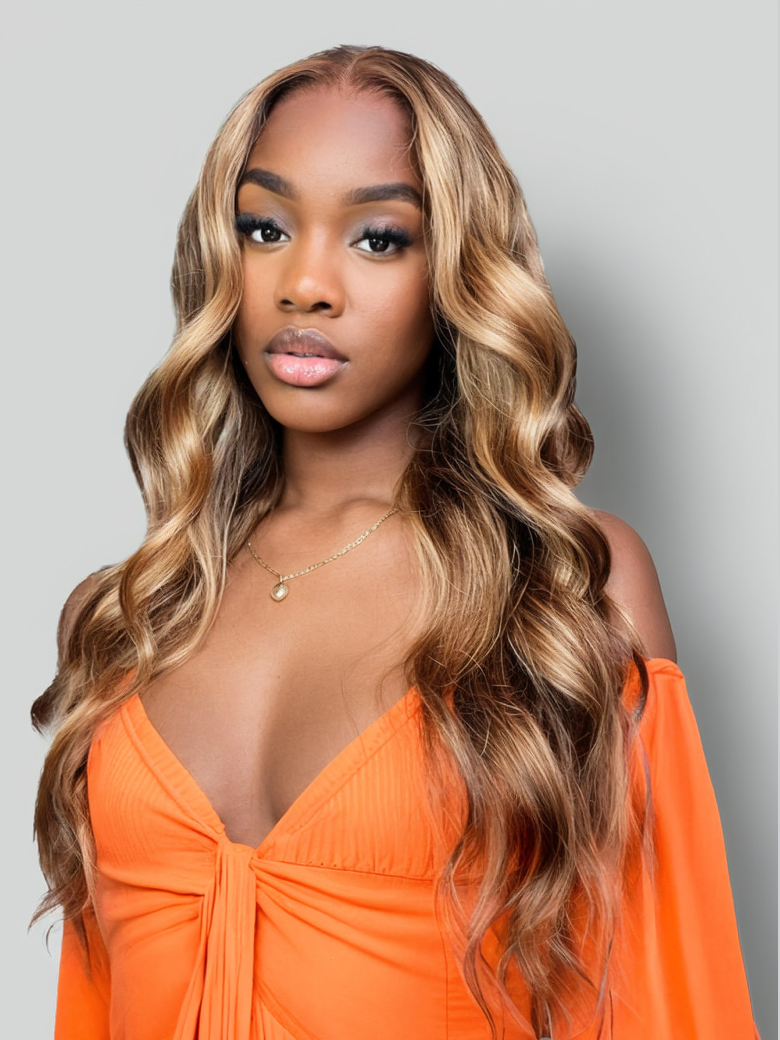 Nadula Bye Bye Knots Wig 2.0™ | 7x5 Invisible Knots Honey Blonde Highlight Body Wave Put and Go Wig