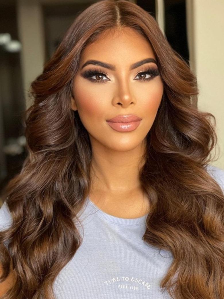Nadula Flash Sale 7x5 Bye Bye Knots Ombre Chestnut Brown Body Wave Invisible Knots Glueless Wig