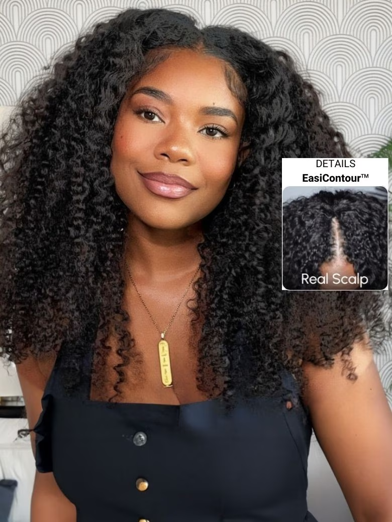 Nadula BOGO Glueless V Part Kinky Curly Coily Wig Beginner Friendly Put On and Go