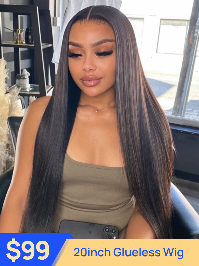 Nadula Flash Sale 7x5 Bye Bye Knots Pre-Bleached Straight Glueless And 4x0.75 Lace Part Straight ...