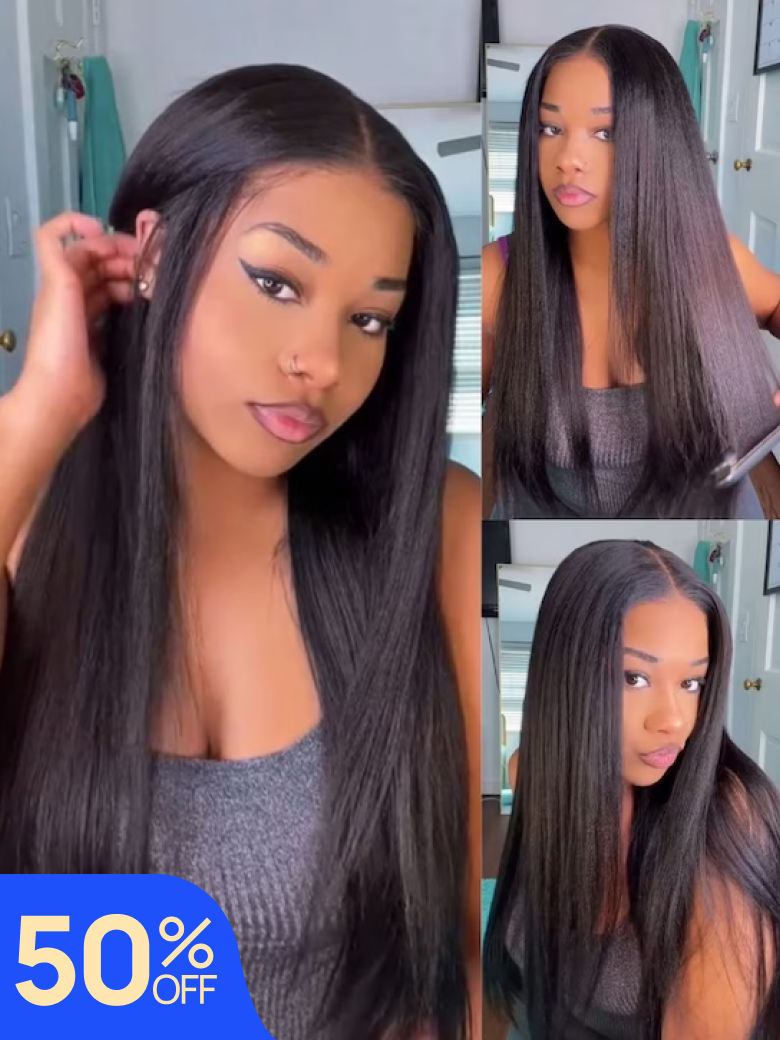 Nadula Flash Sale Ameera Same 7x5 Bye Bye Knots Yaki Straight Glueless Lace Closure Wig