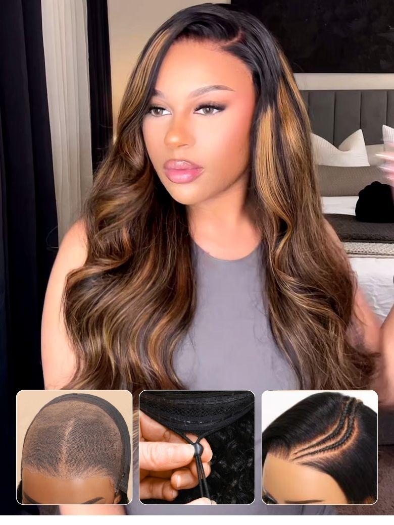 Nadula Flash Sale Brown Highlight Body Wave 7x5 Invisible Knots Human ...