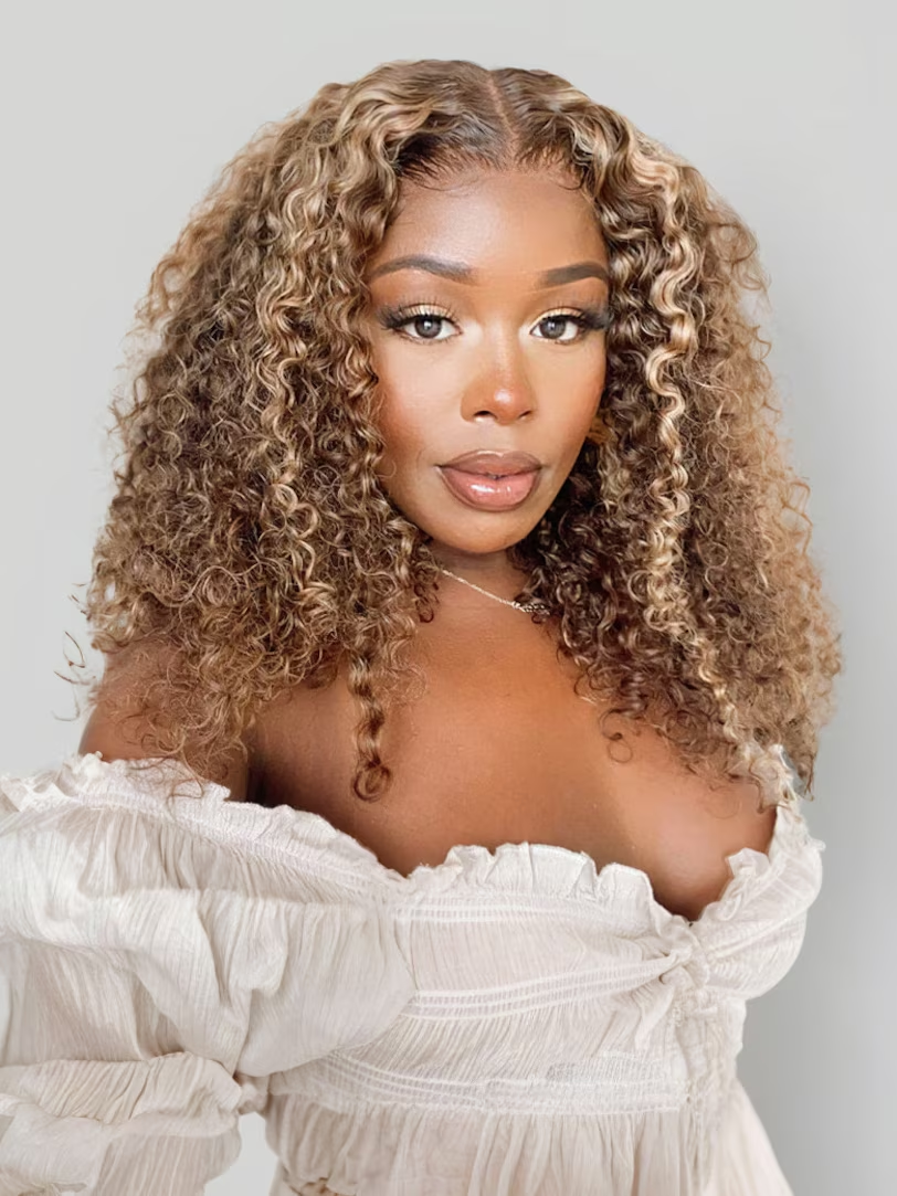 BOGO Free | Nadula Flash Sale 20 Inch Highlight Brown Jerry Curly Wig 13*5*0.5 Lace Part Human ...