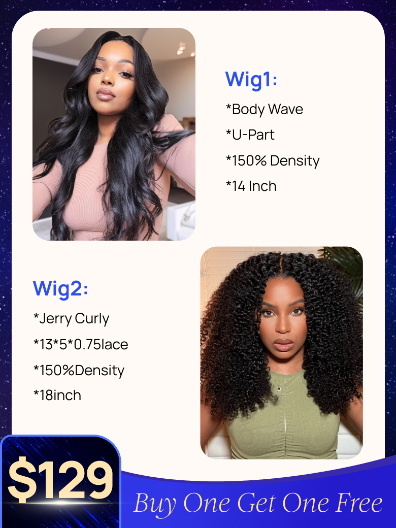 $129=2 Wigs | Nadula 18 Inch 4x0.75 Kinky Curly T Part Wig and 14 Inch ...