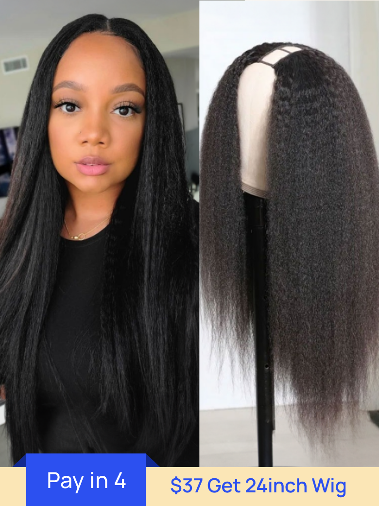 Nadula Flash Sale Kinky Straight Wigs Affordable U & V Part Wig Human Hair Wigs 150%-180% Density