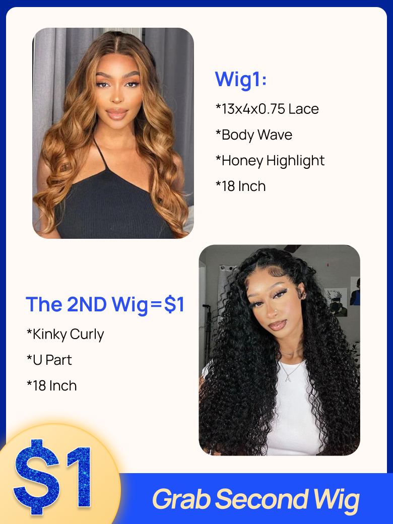The 2nd Wig Only $1 | Nadula 18 Inch Blonde Highlight Colored T Part ...