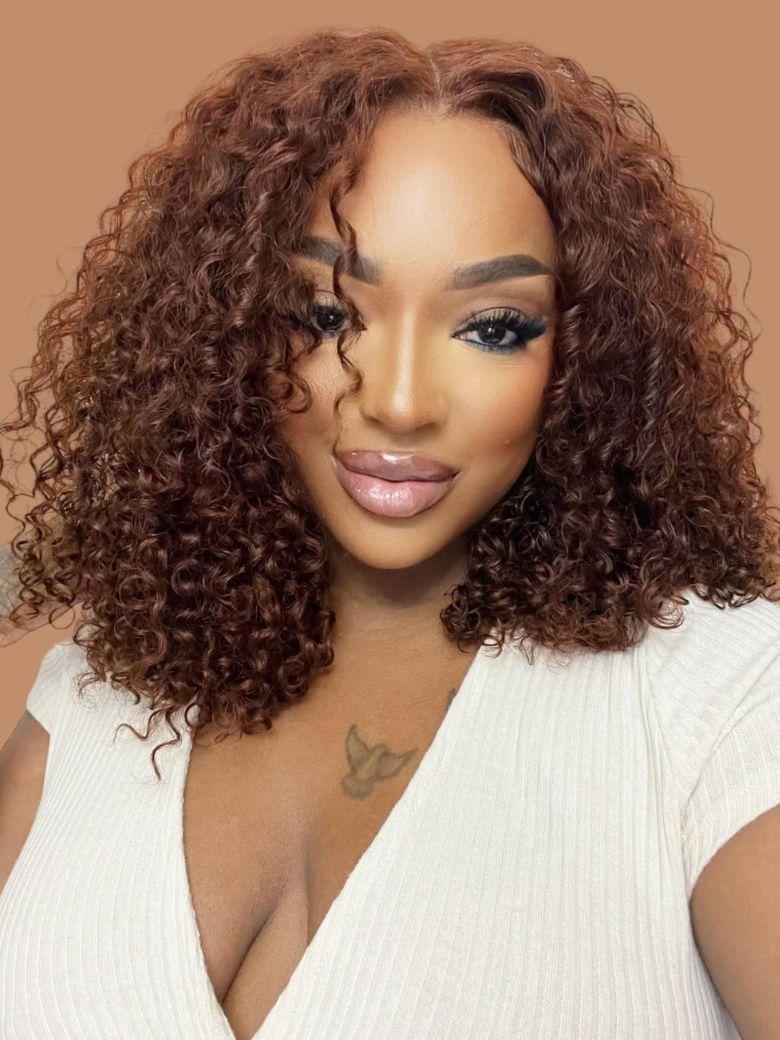 Code: SAVE100 | Nadula Flash Sale Jerry Curly Hair Wig Autumn Reddish Brown Color Put On And Go ...
