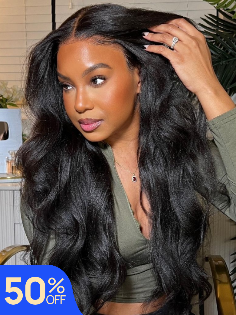 Nadula Flash Sale Ameera Same 7x5 Bye Bye Knots Yaki Straight Glueless Lace Closure Wig