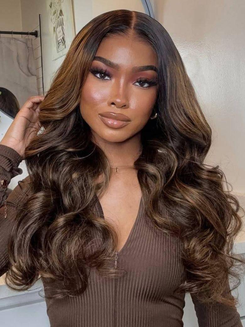 Nadula Flash Sale Highlight Balayage Body Wave 7x5 Bye Bye Knots Invisible Lace Put On And Go ...